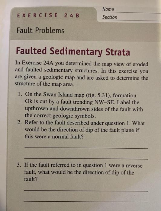 Solved Name EXERCISE 2 4 B Section Fault Problems Faulted | Chegg.com