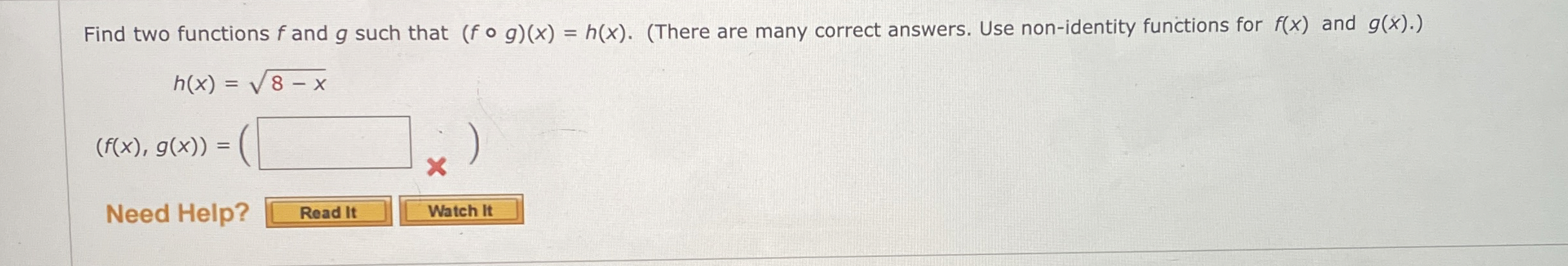 Solved Find two functions f ﻿and g ﻿such that | Chegg.com