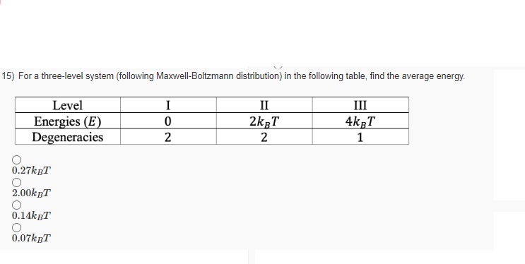 Solved For a three-level system (following Maxwell-Boltzmann | Chegg.com