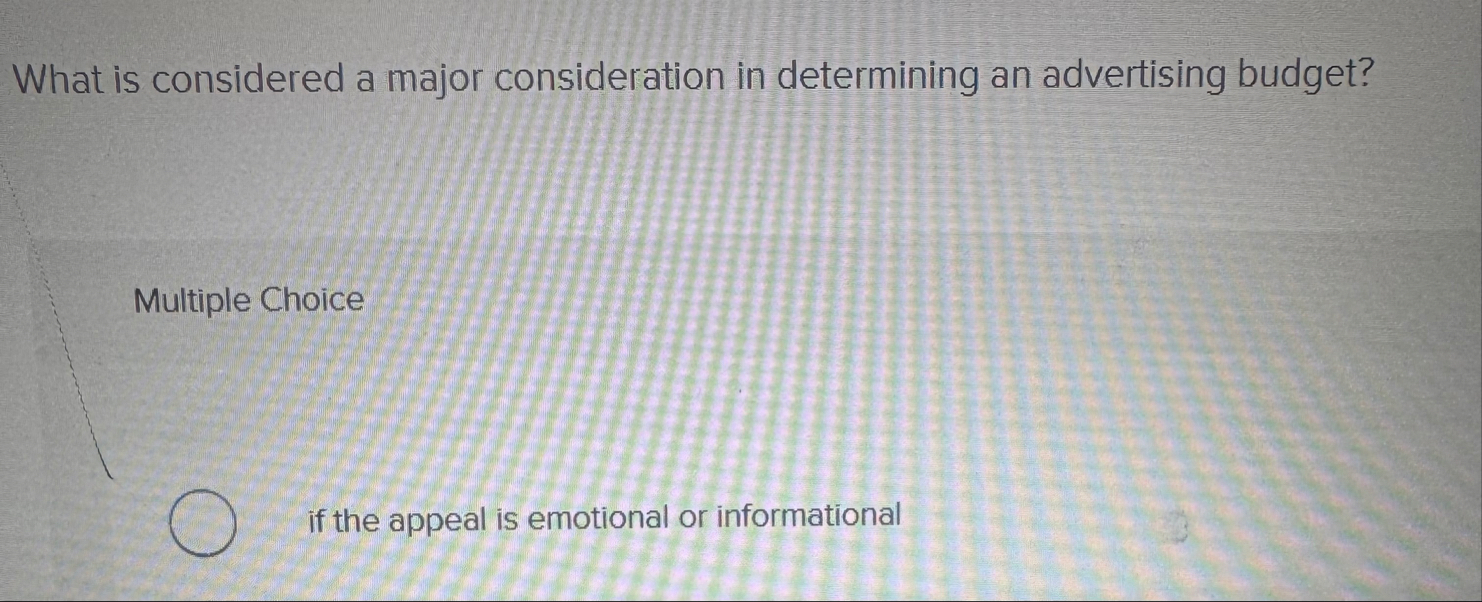 Solved What is considered a major consideration in | Chegg.com