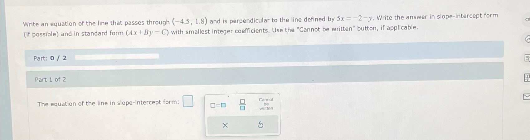 Solved Write an equation of the line that passes through | Chegg.com
