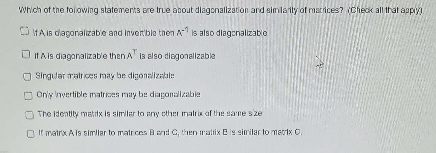 Solved Which of the following statements are true about | Chegg.com