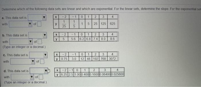 Solved Determine which of the following data sets are linear | Chegg.com