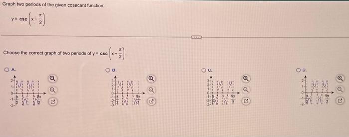 Graph two periods of the given cosecant function. | Chegg.com