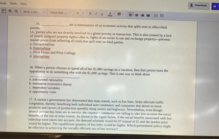 Solved Download mal Tools Help Saa MCQ_list... Times New... | Chegg.com