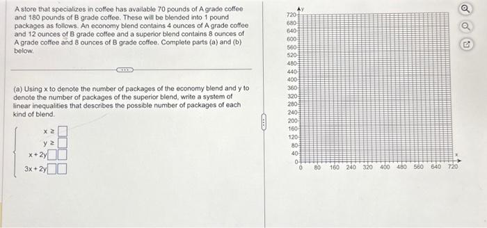 Solved A store that specializes in coffee has available 70 | Chegg.com