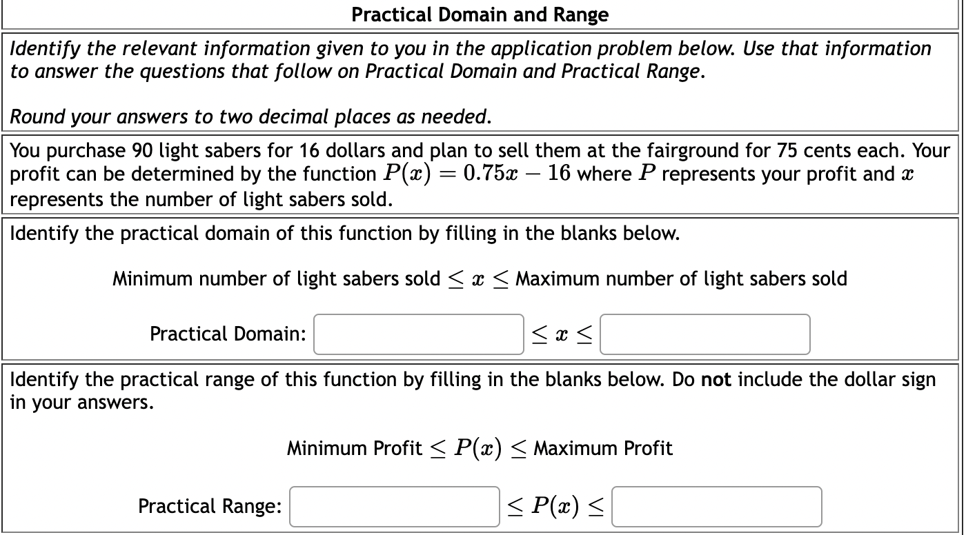 Solved Practical Domain and RangeIdentify the relevant | Chegg.com