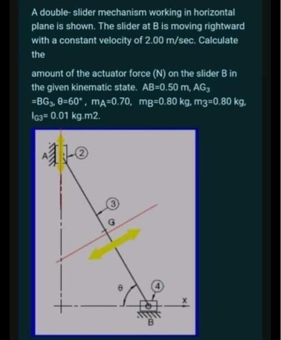 Solved A double-slider mechanism working in horizontal plane | Chegg.com