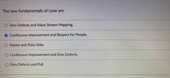 Solved The two fundamentals of Lean are Zero Defects and | Chegg.com