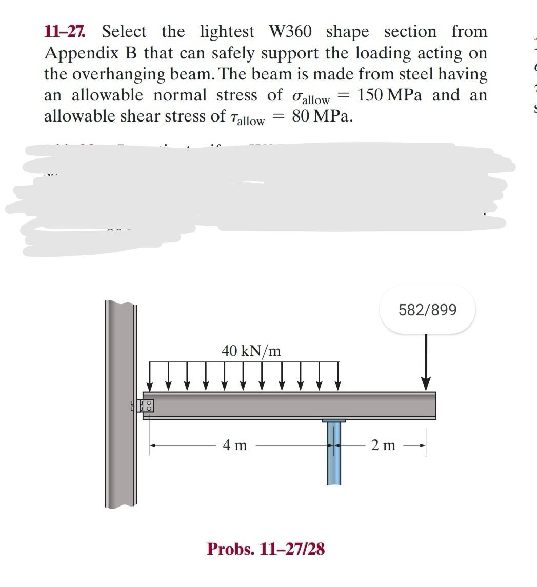 Solved 11–27. Select the lightest W360 shape section from | Chegg.com