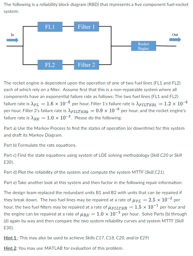 Solved The following is a reliability block diagram (RBD) | Chegg.com