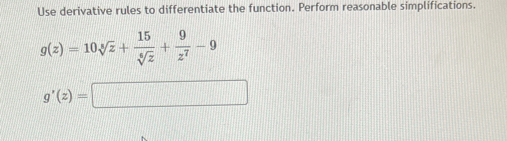 Solved Use derivative rules to differentiate the function. | Chegg.com
