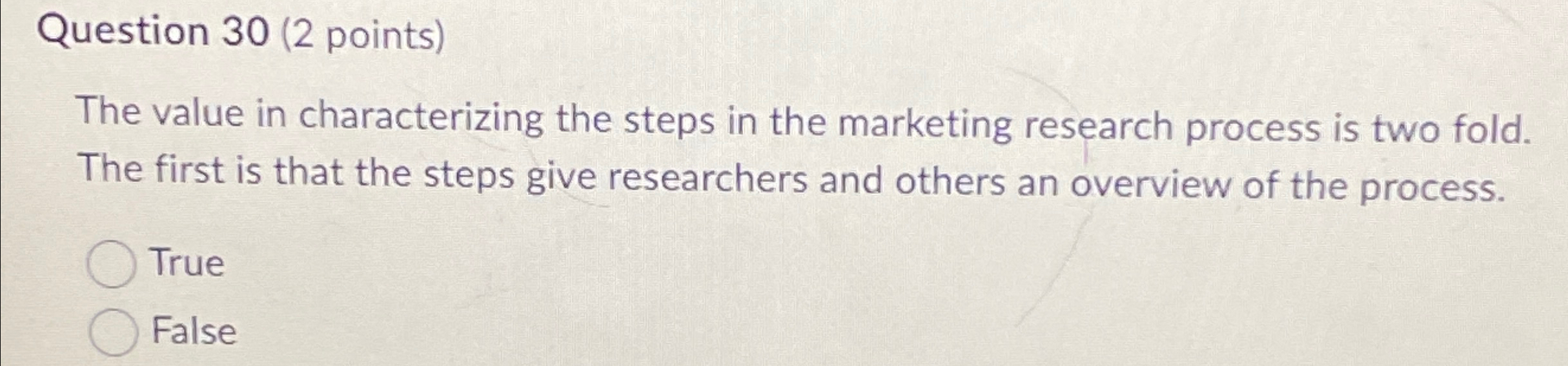 Solved Question 30 (2 ﻿points)The value in characterizing | Chegg.com