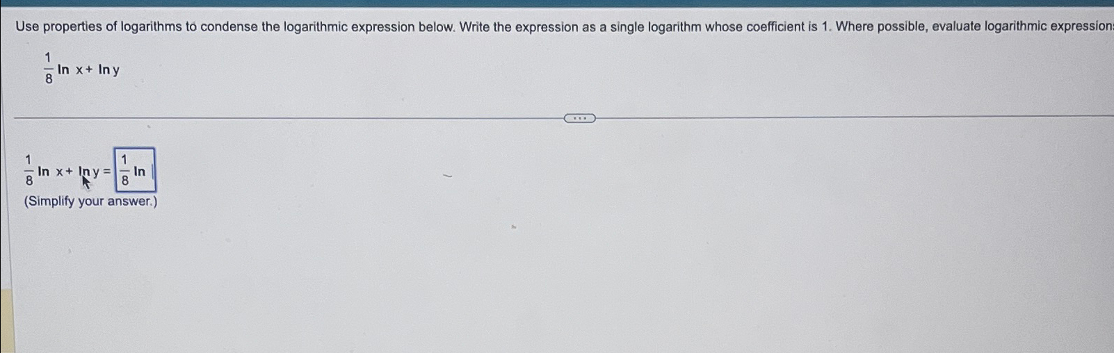 Solved Use properties of logarithms to condense the | Chegg.com
