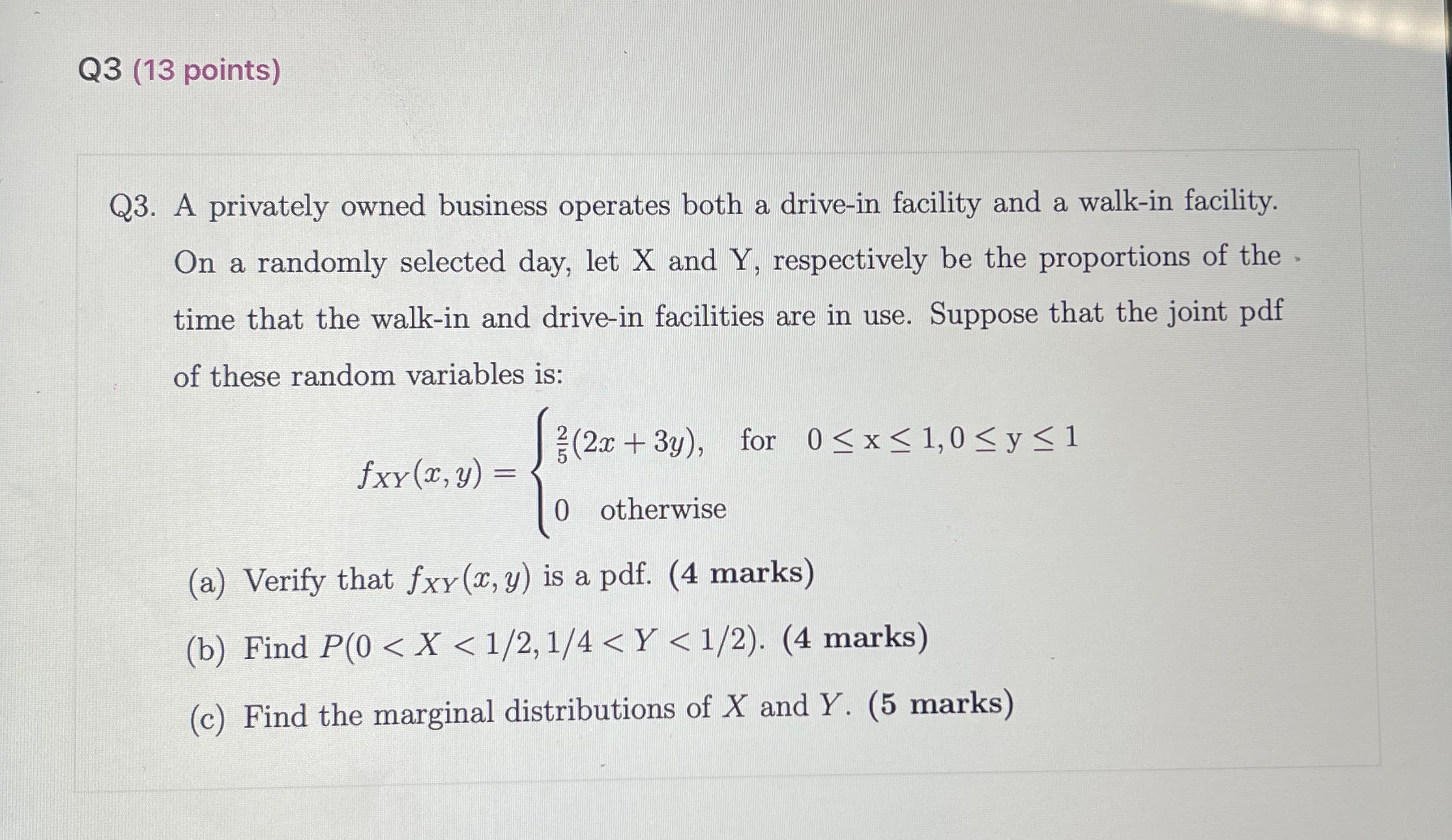 Solved Q3 (13 ﻿points)Q3. ﻿A privately owned business | Chegg.com
