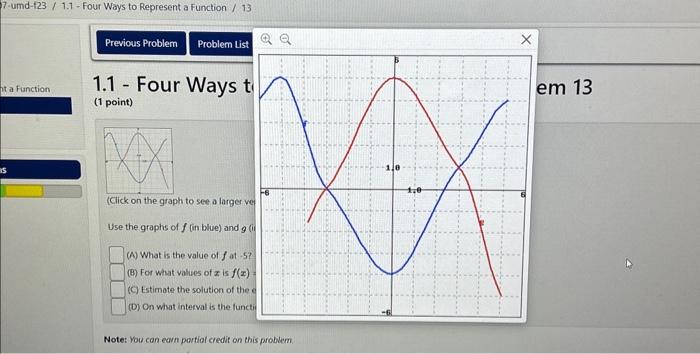 Solved 1.1 - Four Ways t (1 point) (Click on the graph to | Chegg.com