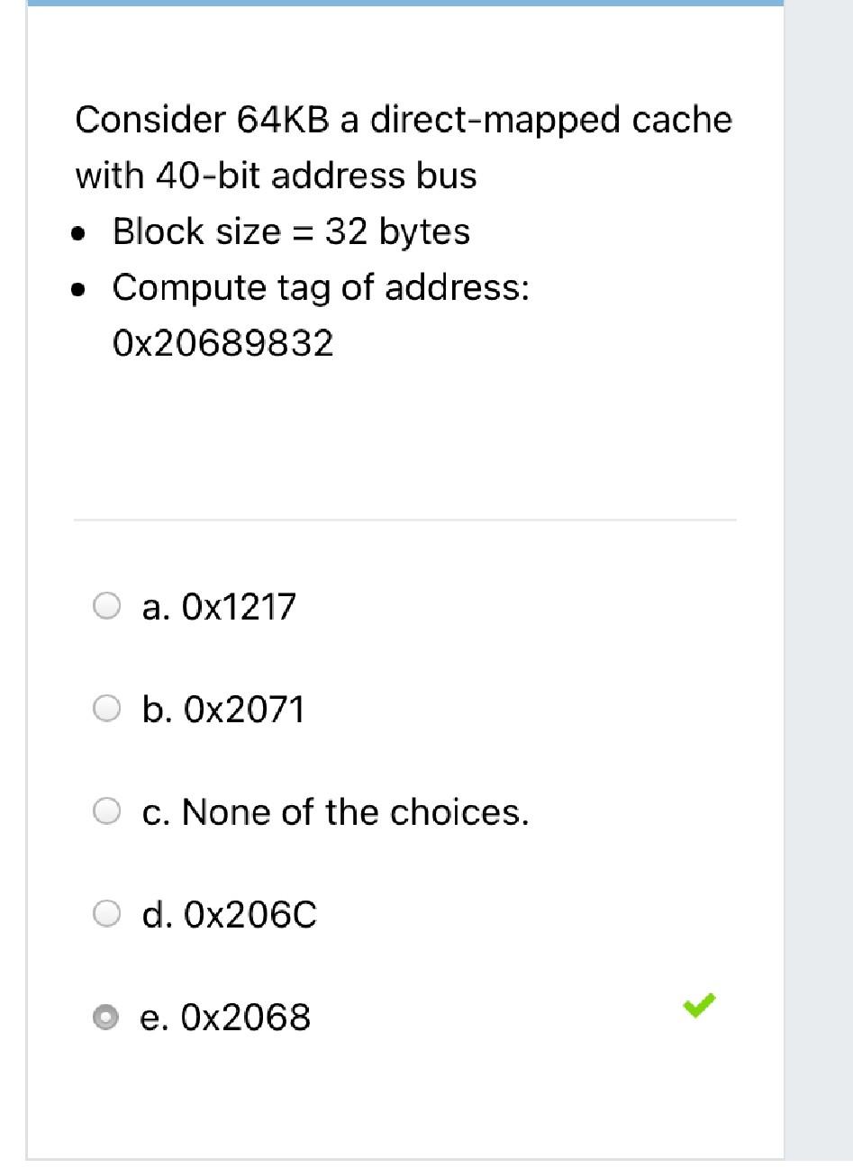 Solved Consider 64KB a direct-mapped cache with 40-bit | Chegg.com