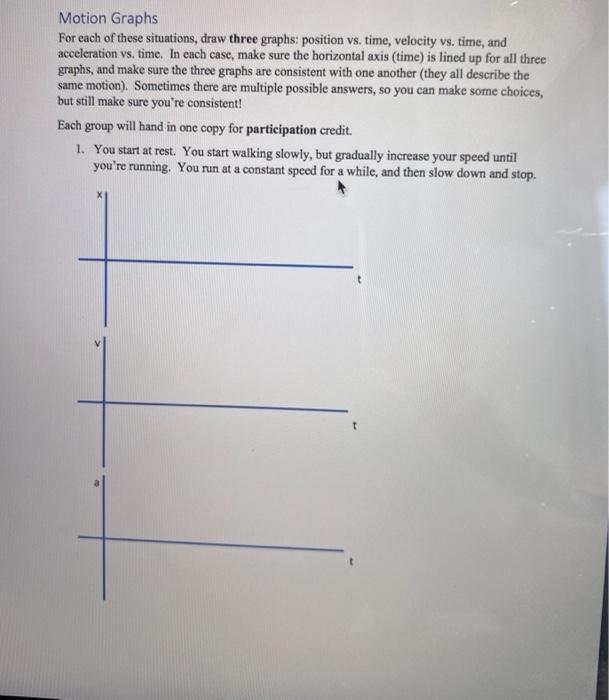 Solved Motion Graphs For each of these situations, draw | Chegg.com