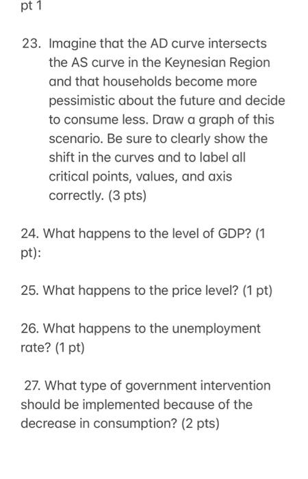 Solved 23. Imagine that the AD curve intersects the AS curve | Chegg.com