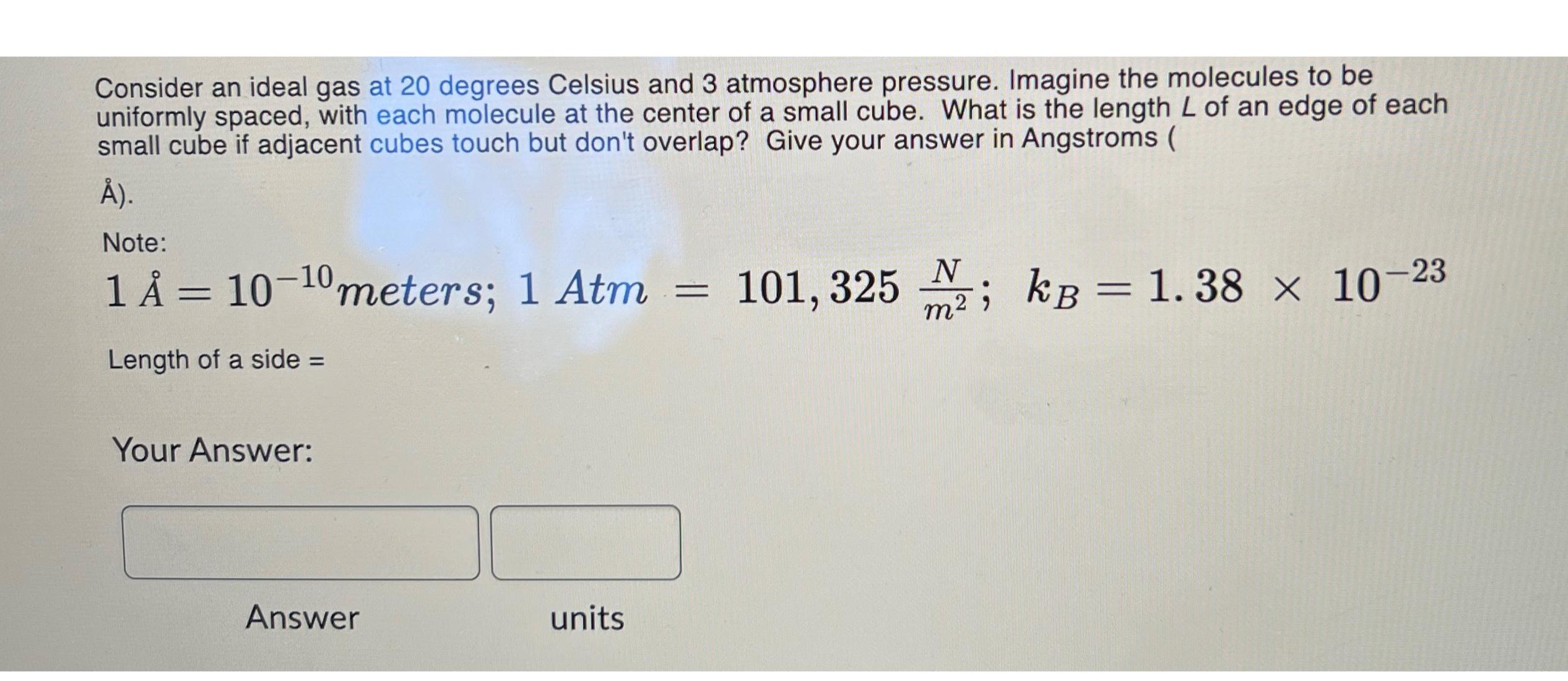 Solved Consider an ideal gas at 20 ﻿degrees Celsius and 3 | Chegg.com