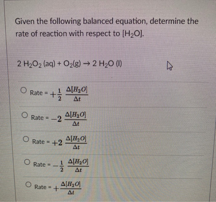 Solved Given the following balanced equation, determine the | Chegg.com