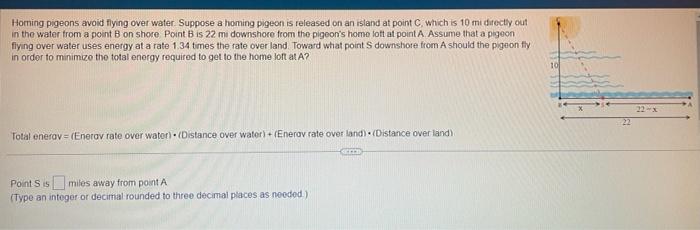 Solved Homing pigeons avoid flying over water. Suppose a | Chegg.com