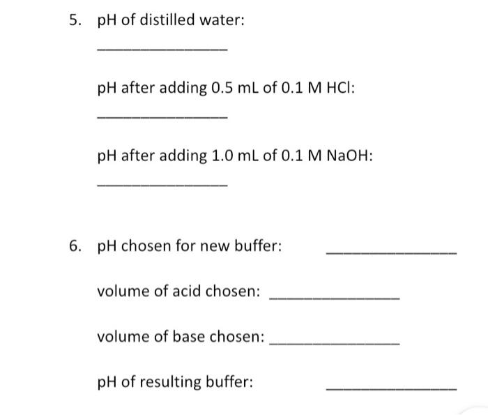 4. pH of new buffer ( 2 mL acid +20 mL base): | Chegg.com