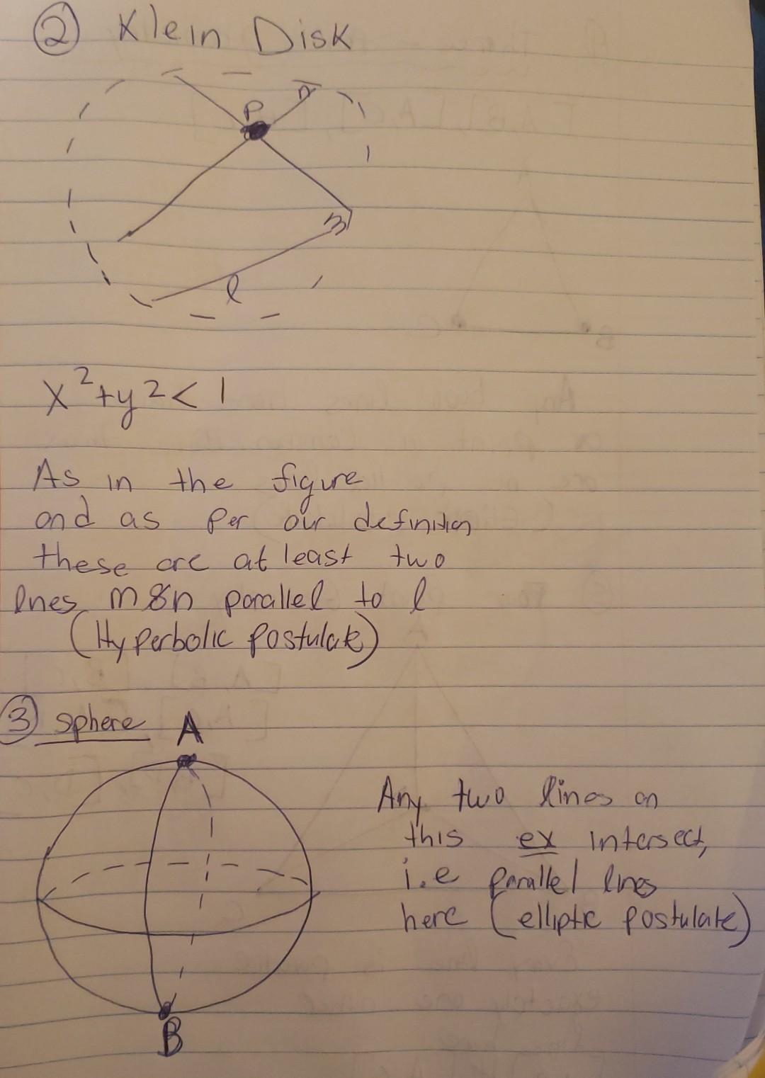 hyperbolic,eliptic,euclidean all paralell | Chegg.com
