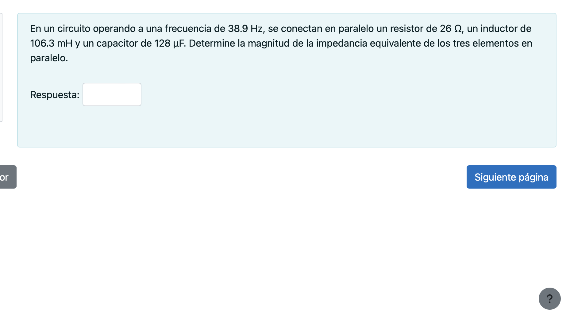 Solved In a circuit operating at a frequency of 38.9 ﻿Hz, ﻿a | Chegg.com