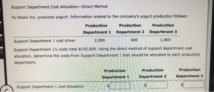 Solved Support Department Cost Allocation-Direct Method | Chegg.com Solved Support Department Cost Allocation-Direct Method | Chegg.com