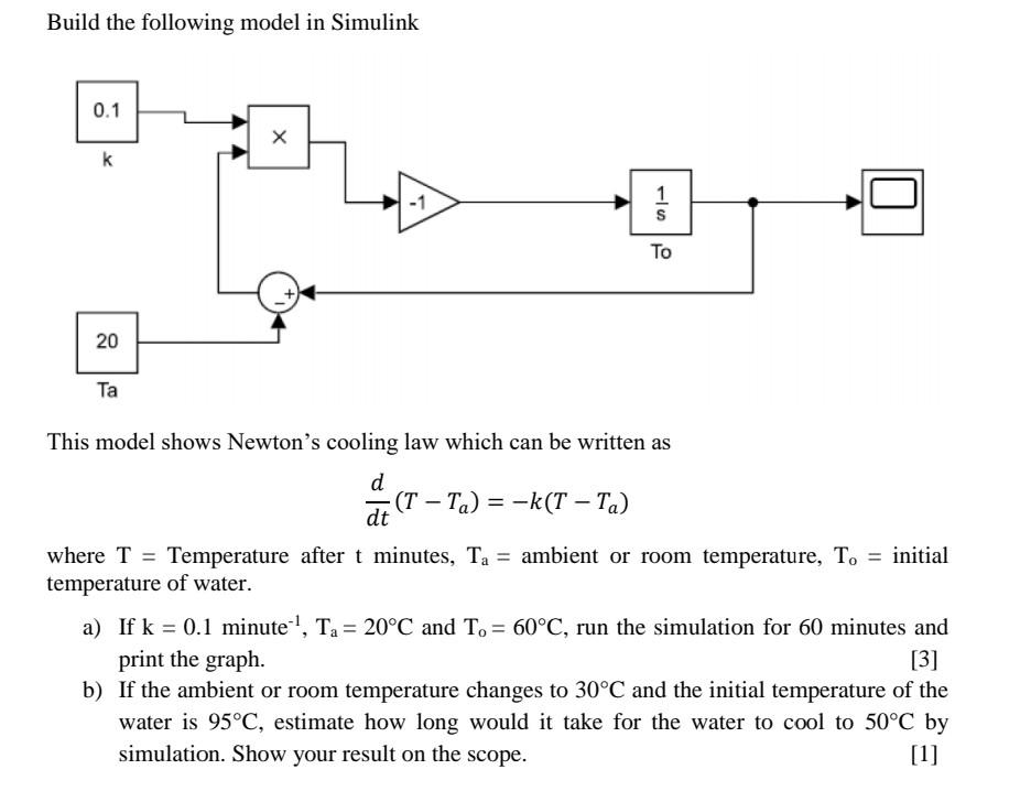 Solved Build the following model in Simulink 0.1 X k 1 s Το | Chegg.com
