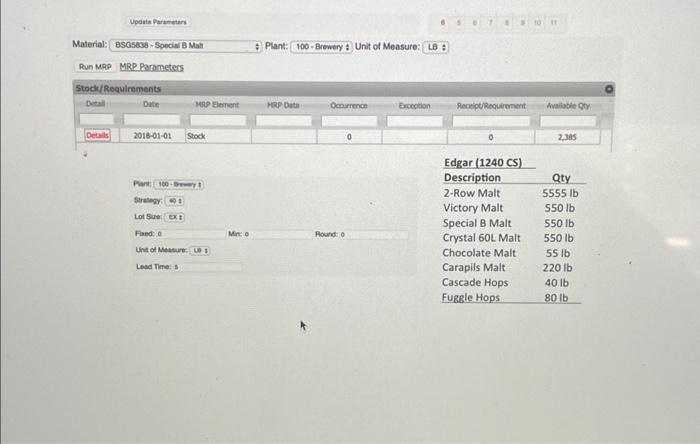 Solved What does the Stock/Requirements List look like after | Chegg.com