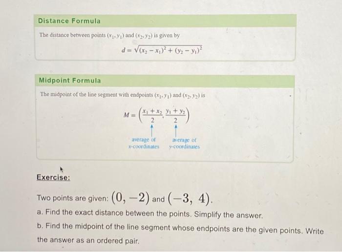 Solved The distance between points (x1,y1) and (x2,y2) is | Chegg.com