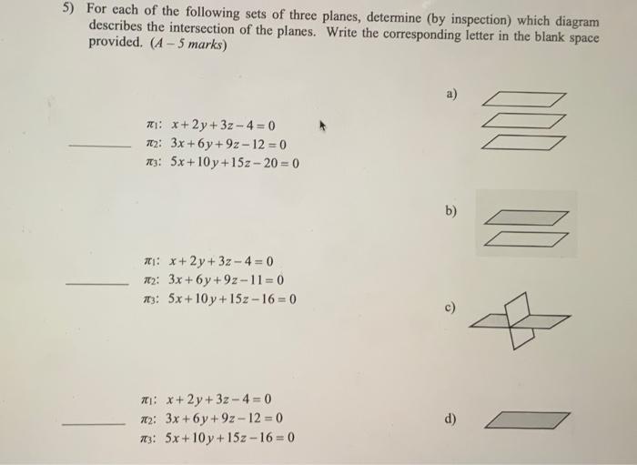Solved For each of the following sets of three planes, | Chegg.com