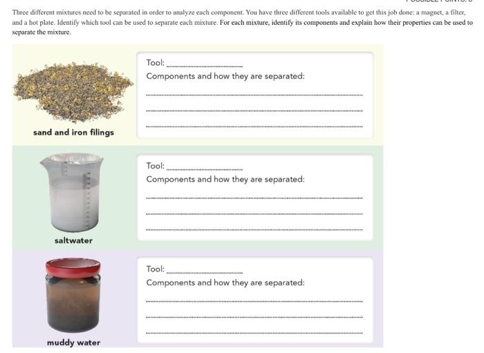 Solved a Three different mixtures need to be separated in | Chegg.com