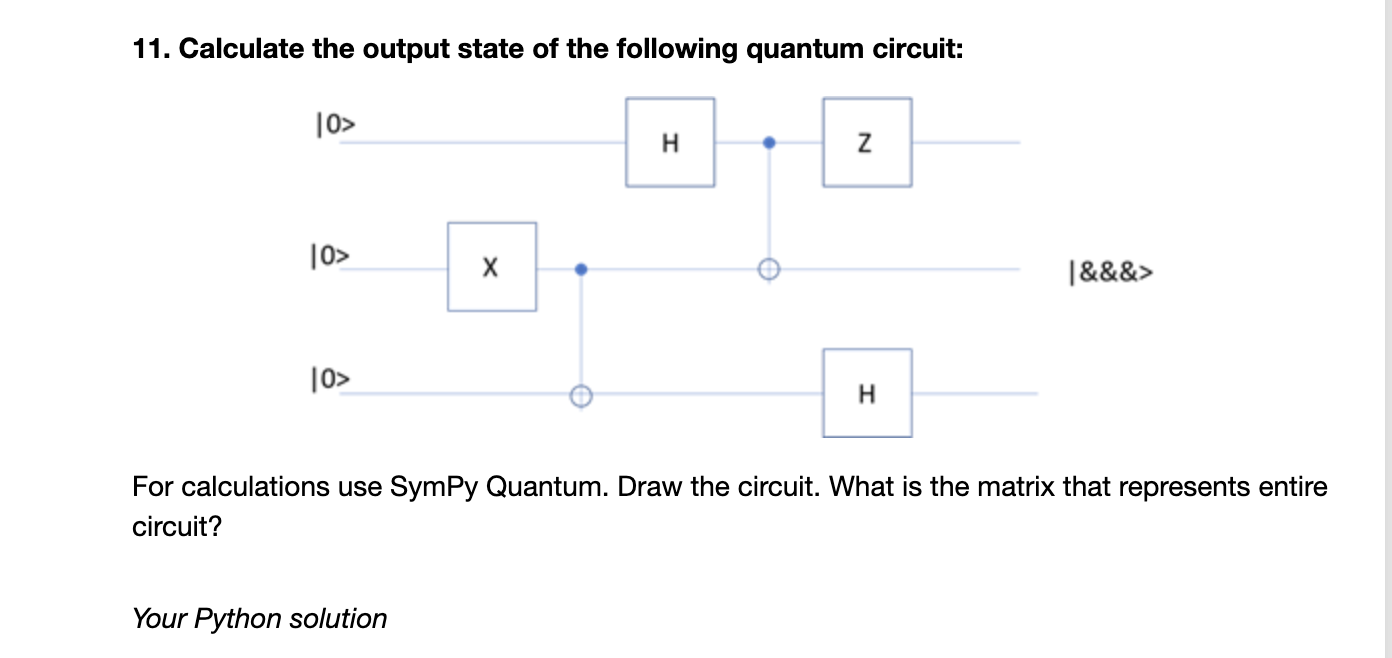 Calculate the output state of the following quantum | Chegg.com