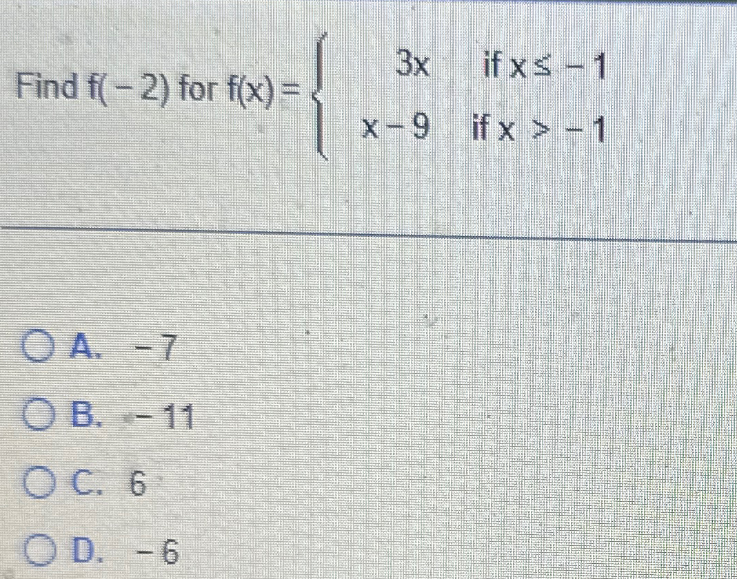 Solved Find f(-2) ﻿for | Chegg.com