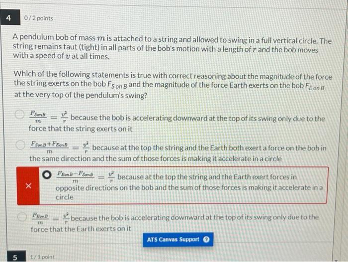 Solved A pendulum bob of mass m is attached to a string and | Chegg.com