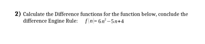 2) Calculate the Difference functions for the | Chegg.com