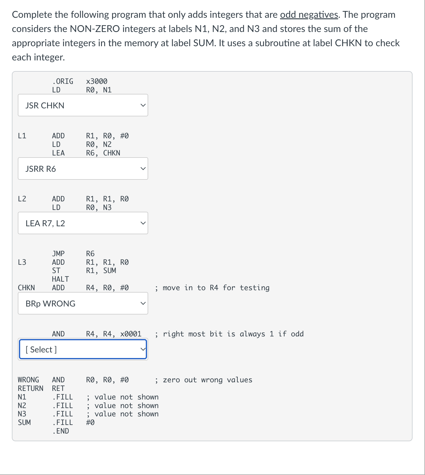 Solved Complete the following program that only adds | Chegg.com
