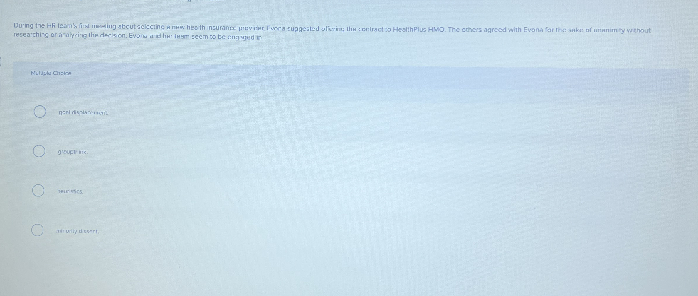Solved researching or analyzing the decision. Evona and her | Chegg.com