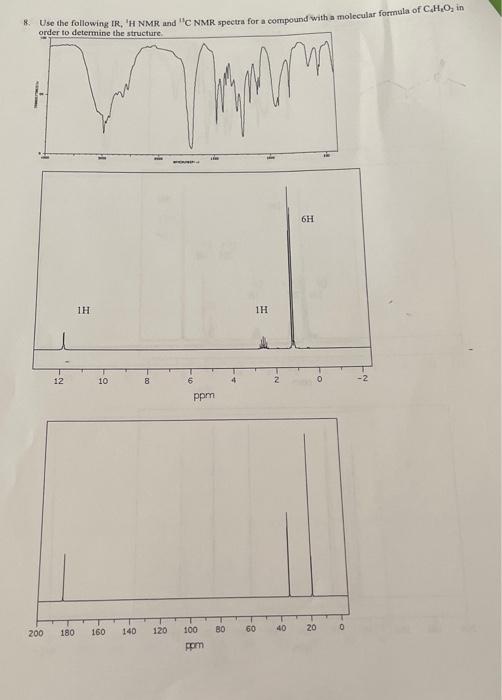 Solved 8. Use the following IR, ' H NMR and 17C NMR spectra | Chegg.com