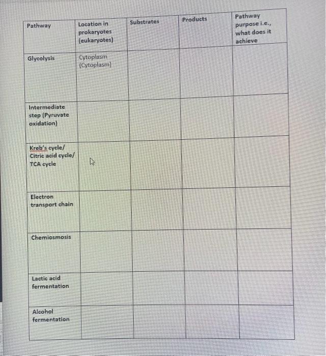 Solved Pathway Glycolysis Intermediate step (Pyruvate | Chegg.com