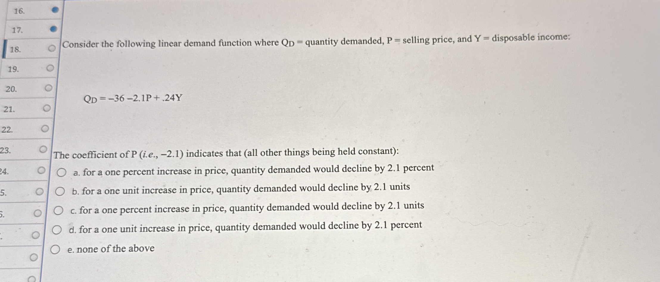 Solved Consider the following linear demand function where | Chegg.com