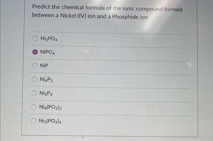 Solved Predict the chemical formula of the ionic compound | Chegg.com