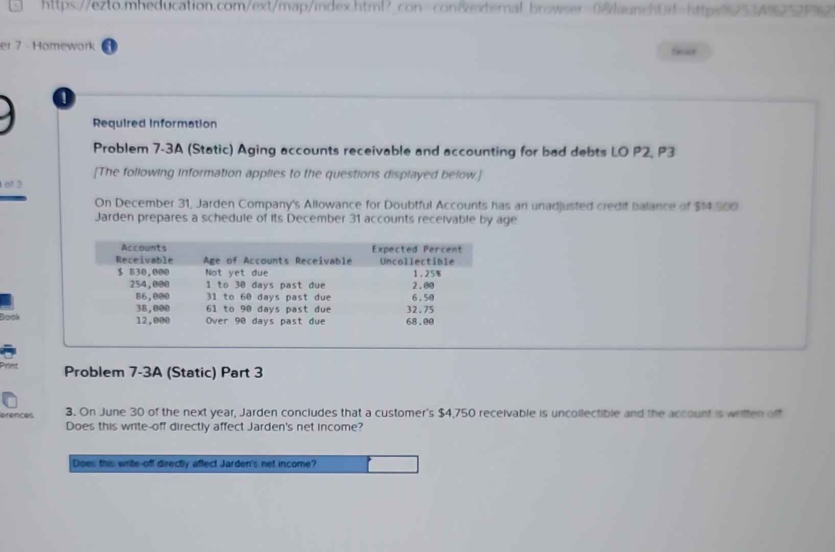 Solved Problem 7-3A (Stotic) Aging accounts receivable and | Chegg.com