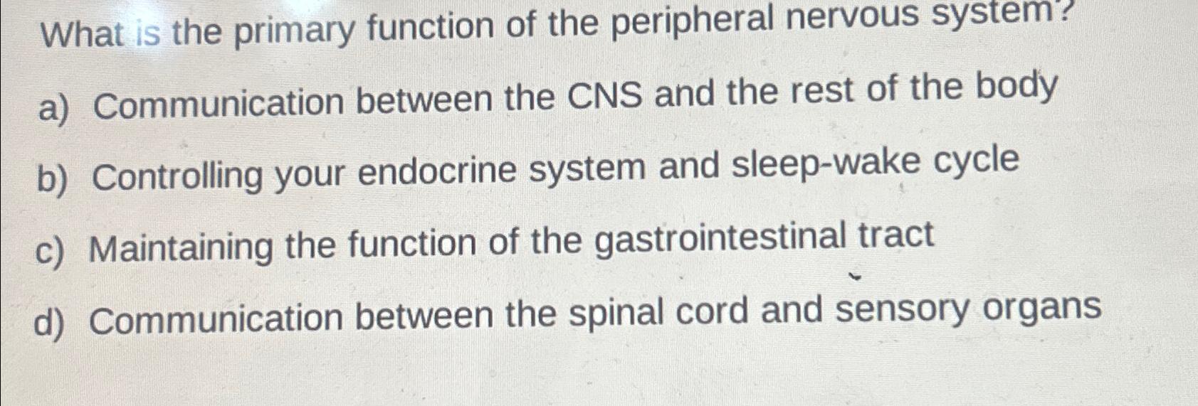 Solved What is the primary function of the peripheral | Chegg.com