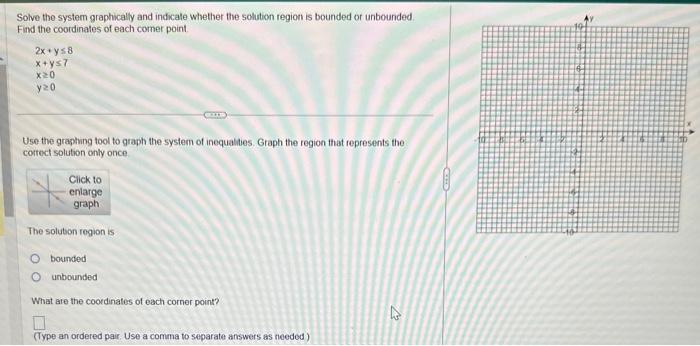 Solved Solve the system graphically and indicale whether the | Chegg.com