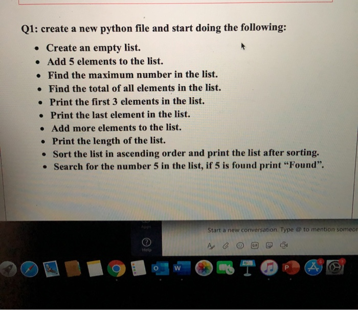 Solved Q1 Create A New Python File And Start Doing The 1629