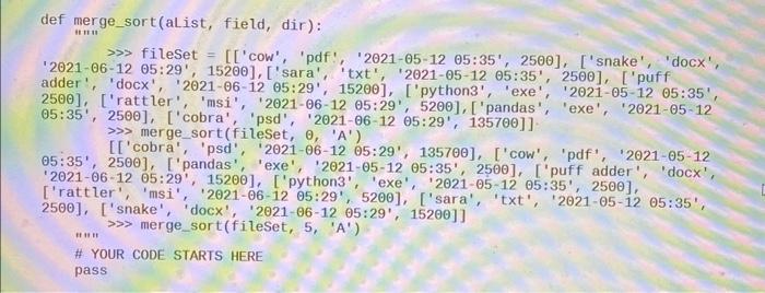 Solved Please Solve This Merge Sort Code In Python Only 8029